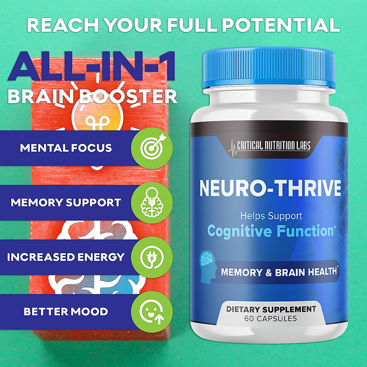 (2 Pack) Neuro-Thrive, Neuro-Thrive Pills, Neuro-Thrive Supplement, Neuro-Thrive Brain Pills, Neuro-Thrive Nootropic Capsules, Neuro-Thrive Brain Health Advanced Formula Supplement (120 Capsules)
