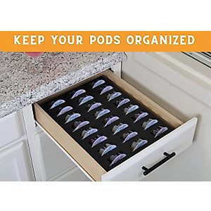 Polar Whale 2 Cocktail Capsule Drawer Organizers Tray Insert Compatible with Bartesian for Kitchen Home Bar Party Waterproof Washable Black Foam 24 Compartment 11.9 x 15.9 Inches