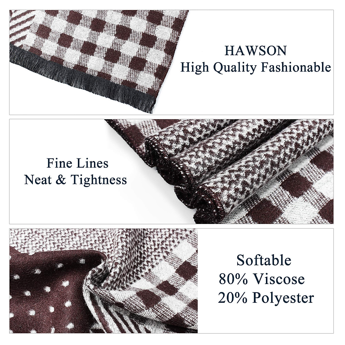 HAWSON Scarf for Women and Men Cashmere Scarves for Winter Soft & Luxurious Unisex Neck Warmer Travel Head Wraps-Red/Navy-Blue - Pure Red