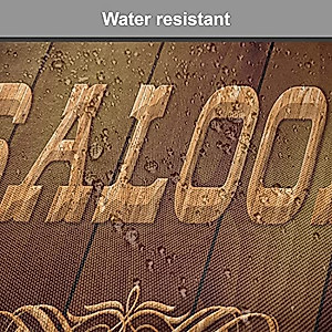 Lunarable Western Chair Cushion Pads Set of 4, Wooden Sign Saloon and Curly Ornaments on a Wood Wall Classic American Bar Print, Anti-Slip Seat Padding for Kitchen & Patio, 16"x16", Brown Caramel