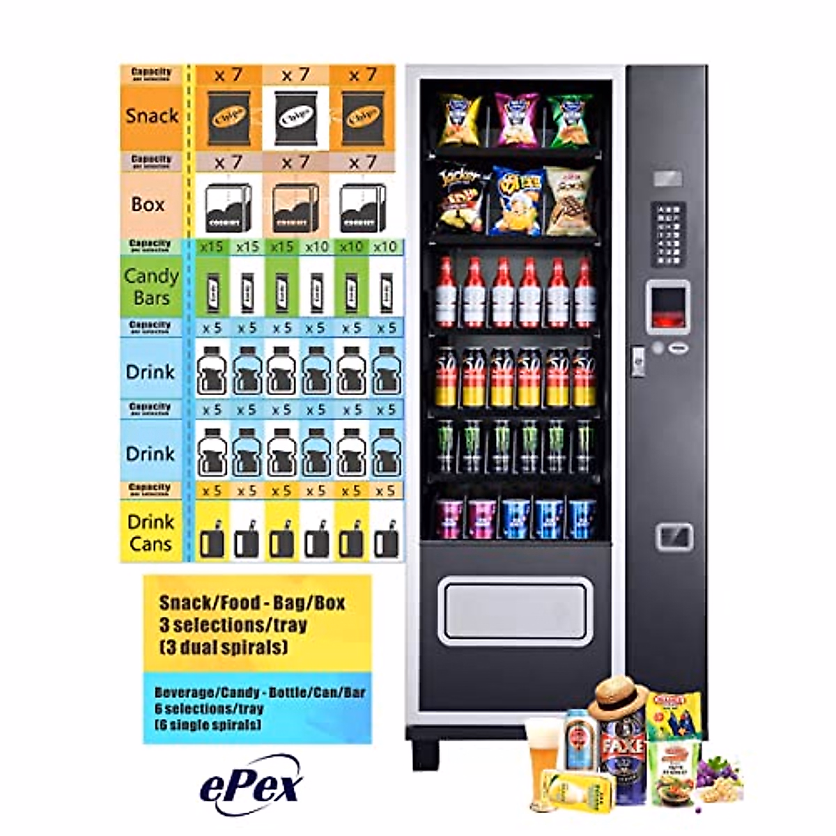 EPEX Beverage Combo Vending Machine with Stratified Temp Control