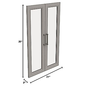 ClosetMaid Modular Storage Pair Set, 2 Glass Pane Doors, Wood Closet Organizer Shaker Style, Add On Accessory for Shelf Units, Taupe, Kit