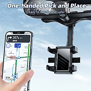360° Rotatable and Retractable Car Phone Holder Mount Rearview Mirror Phone Holder for Car Rear View Mirror Mount Stand Multifunctional Adjustable Universal Phone GPS Holder for Mobile Phones