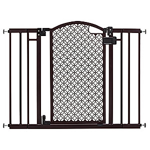 Summer Modern Home Walk-Thru Safety Pet and Baby Gate, 28"-42" Wide, 30" Tall, Pressure or Hardware Mounted, Install on Wall or Banister in Doorway or Stairway, Auto Close Door - Espresso