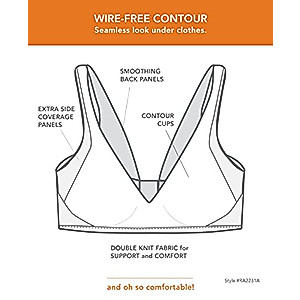 Warner's Women's No Side Effects Underarm and Back-Smoothing Comfort Wireless Lightly Lined T-Shirt Bra Ra2231a, Rosewater, Large