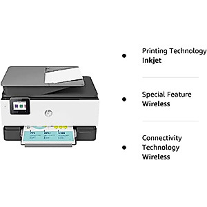 HP OfficeJet Pro 9018 All-in-One Wireless Printer with Smart Home Office Productivity & Inkjet, Color Printing, Scanner, Fax & Photo Copier, Touchscreen Panel, 3UK84A (Renewed)