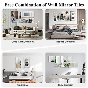 POASAS Mirror Full Length, 14x12 Inchx8PCS Wall Mirror Tiles,Full Body Mirror,Acrylic Shatterproof Mirrors for Bedroom,Door,Home Gym,Kids