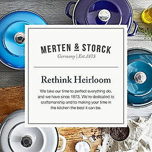 Merten & Storck German Enameled Iron, Round 5.3QT Dutch Oven Pot with Lid, Aegean Teal