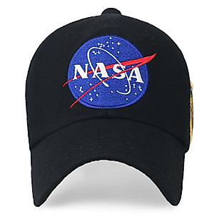 ililily Premium NASA Meatball Logo Embroidery Baseball Cap Apollo 1 Patch Hat (XL, Black)