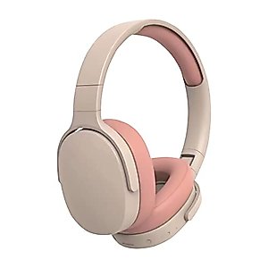Over-Ear Headphones Wireless Bluetooth Noise Cancelling Headphones Soft Earmuffs Head-Mounted Headphones Lightweight Wireless Headphones Hifi Stereo, LED, PC/Cell Phones/TV/Mp3/Mp4 Cool Stuff (Pink)