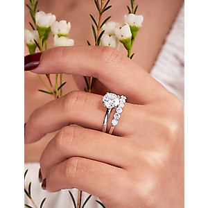 IMOLOVE Moissanite Wedding Band for Women Eternity Bands Moissanite Wedding Rings for Women Sterling Siver Ring Anniversary Band White Gold Plated Size 7