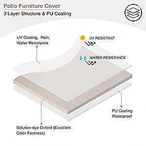 NATURAL EXPRESSIONS Patio Furniture Covers 124" x 63" x 28",Outdoor Furniture Cover Waterproof Windproof Patio Covers for Outdoor Furniture,Outdoor Sectional Set Cover for Sofa,Tables and Chairs