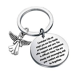 LQRI Caretakers Gift Caregivers Gift Caretaker Like An Angel You Are The Hands of Kindness and Care Keychain Babysitter Nanny Daycare Nurse Caretakers Thank You Gift (sliver)