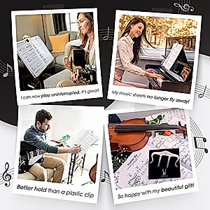 Metal Music Book Clip and Page Holder - Sheet Music Holders for Piano, Keyboard, Stands, and Books - Adorable Page Marker Clips ​with​ ​Velvet Storage and Carrying Bag​ - Strong, Sturdy