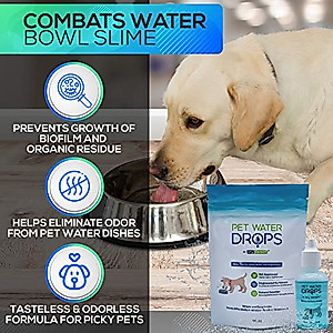Pet Water Drops - Dog and Cat Water Additive for Dental and Oral Care - Prevents Pets Water Bowl and Dispenser Fountain Slime - for Fresh Breath and Cleaner, Healthy Teeth
