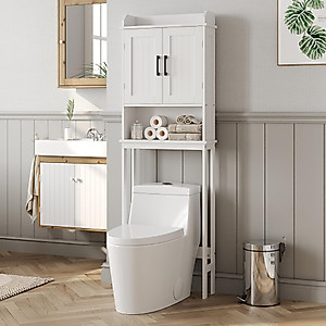 Deer Valley White Over The Toilet Storage Cabinet, Bathroom Storage Cabinet Organizer, Bathroom Shelf Over Toilet, DV-1BS0202