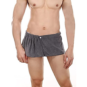 FEESHOW Coral Fleece Adjustable Body Wrap Towel for Men Bath Gym Spa Shower Swimming Beachwear Gray One Size