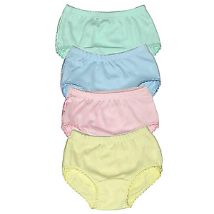 B-One Kids Baby Girls 100% Cotton Diaper Cover Bloomers 4 Pack (Size 2, Pastel)