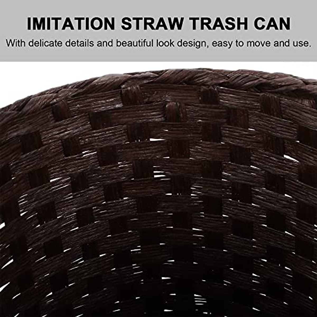 HEMOTON Small Garbage can Wicker Trash Can Woven Basket Wastebasket Wicker Laundry Hamper Storage Organizing Bin Garbage Container for Bathrooms, Bedroom, Kitchens, Offices, Craft, Laundry Blanket Basket