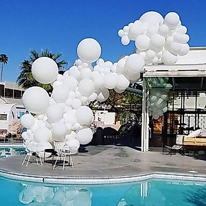 IN-JOOYAA 24 Inch Latex Round Balloons 5 Pack White Thick Big Balloons for Party Decorations