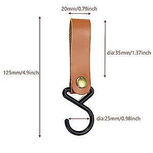 Savagrow 3pcs Brown Camping Leather Hook for Hanging Outdoor Camping Equipment Kitchenware, Tools, Clothes, Keys