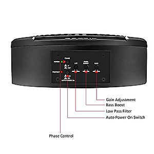 RECOIL SL1708 240 Watt 8" Under-Seat Slim Amplified Car Subwoofer with 99.99% Oxygen Free Copper Installation Wiring Kits