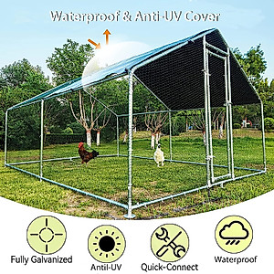 HITTITE 1.26" Tube Chicken Coop Run Large Metal Chicken Coop, Outdoor Walk in Chicken Coop Cage, Heavy Duty Spire Shaped Duck Chicken Hen House Outdoor Chicken Pen with Waterproof & Anti-UV Cover