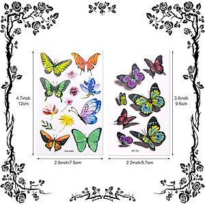 PAGOW 40Sheet(280+pcs) Temporary Butterfly Tattoo for Girl Kid Women Self adhesive Fairy Flower Waterproof Fake Colorful Art Face Arm Body for Birthday Party Valentines Favor Goodie Bag Stuffer Filler