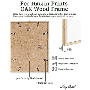 iHery 11x14 Picture Frame, 27.5x35cm Truly OAK Wood Logs Photo Frames TikTok for 11x14in Trendy Wall Art Prints Poster,Minimalistic Design Narrow Natural Beige Oak Wood Border 2Pack