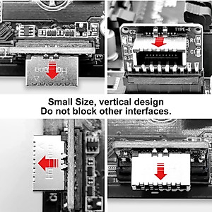 Mainboard Internal USB 3.0 (3.1 Gen 2) 19PIN Header to Type-E Key-A 20 Pin USB 3.1 Front Panel Socket Adapter for Type C Panel Mount Header