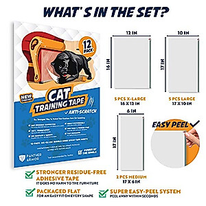 Panther Armor Cat Scratch Deterrent Tape – 12 Double Sided Anti Scratching Sticky Tape - Cat Furniture Protector – Cat Training Tape Corner Couch Protector for Cats - Cat Scratch Furniture Protector