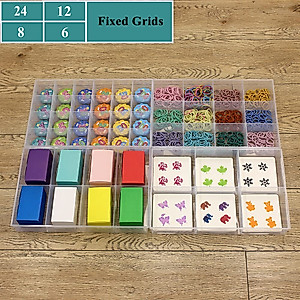 BangQiao 2 Pack Fixed 8 Grids Clear Plastic Organizer Sorting Tray and Transparent Storage Divider Box Container Case for Hardware, Craft, Sewing Kit, Office Supplies, Small Parts