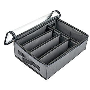 ATBAY Silverware Storage Box, flatware storage case with 5 Compartment,Double zipper;Clear Window.for Outdoors Camping RV.(1 pack)