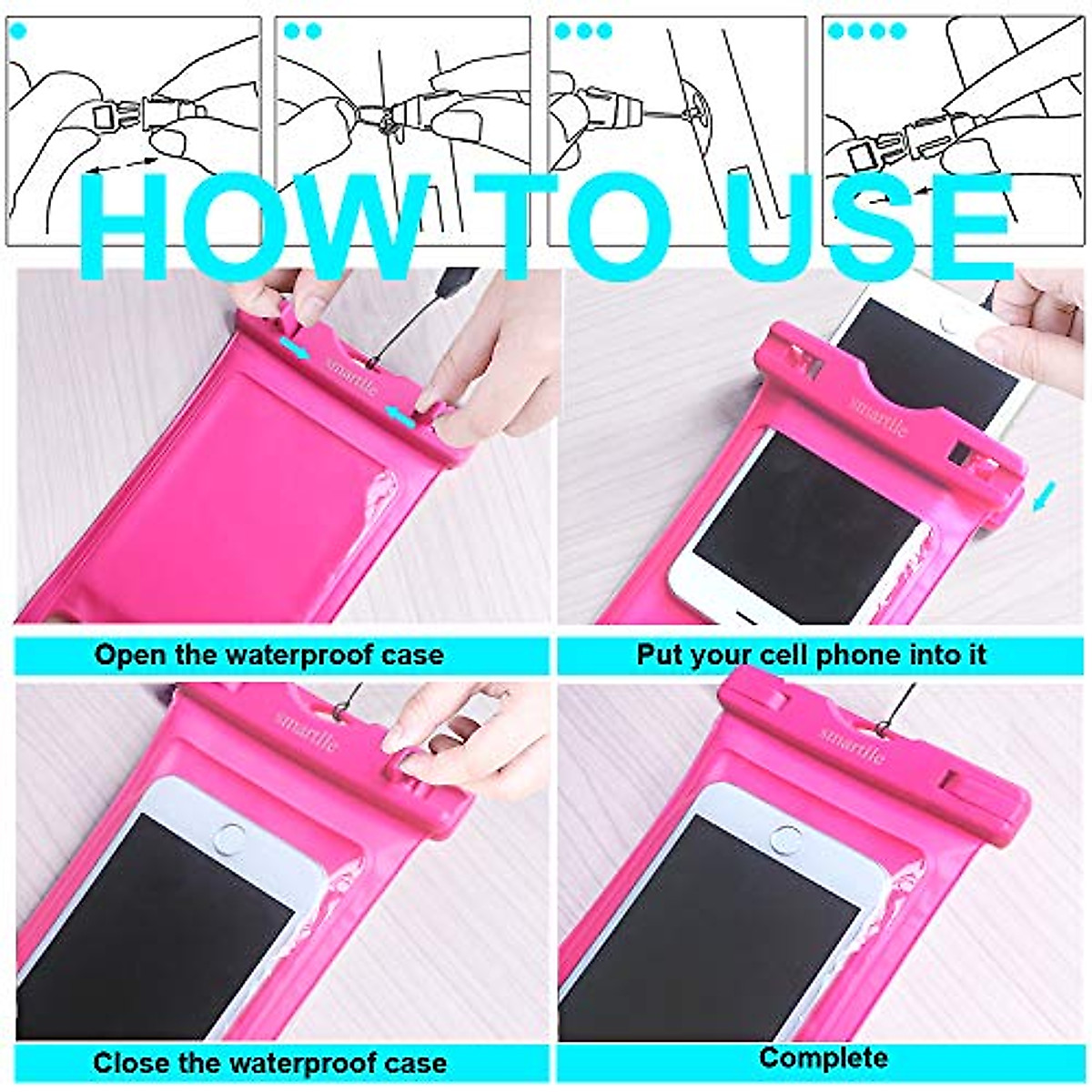 Floating Waterproof Phone Pouch/Holder, Universal Waterproof Case Dry bag Underwater for iPhone 13 12 11 Pro Max XR,XS, 8,7,6 Plus,SE, Samsung Galaxy S22 21 10 9/A/J/Note, 7”, Beach Water Pool -2 Pack