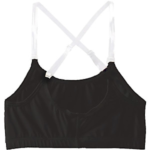 Clementine Apparel Girls Clear Detachable Straps Unpadded and Seamless Dance Bra, Big Girls (7 to 16), Size 12 to 14, Black