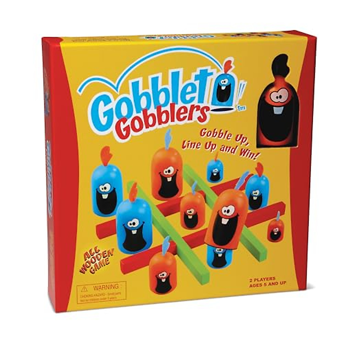 Gobblet Gobblers Fun Strategy Board Game - Award Winning Kids and Family Friendly Educational Board Game by Blue Orange Games- The Original Game, All Wooden - 2 Players for Ages 5+.