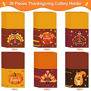 36 Pieces Thanksgiving Cutlery Holder Set for Thanksgiving Turkey Utensil Decor, Silverware Holder for TurkeyThanksgiving Table Decorations