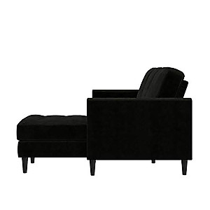 CosmoLiving by Cosmopolitan CosmoLiving Strummer Reversible Sectional Couch, Black Velvet Sofa (DA038-BK)