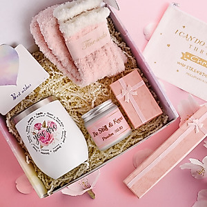 JUPOZOP Christian Gifts for Women,Inspirational Gifts for Women,Spiritual Religious Catholic Gifts Basket for Women Faith, Mom, Girl, Best Friend, Sister, Boss, Unique 8pcs Christian Gifts