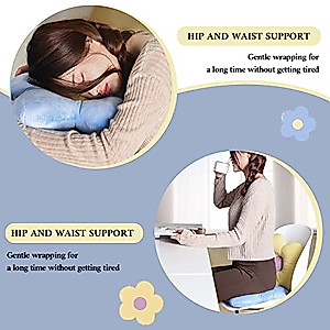 HIG 2 PCS Decorative Flower Throw Pillows, Adorable Accent Floor Pillows with Unique Sunflower Shape, 15 inch Round Fun Daisy Indie Pillows for Sofa Couch Bed Children's Tent, Velvet, Blue (Loren)