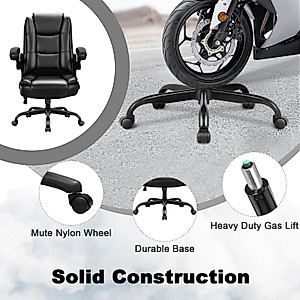 OFIKA Big and Tall Office Chair Computer Desk Chair - Ergonomic High Back Lumbar Support Home Office Chair with Padded Flip-up Arms, Adjustable Height Swivel Chair Leather Executive Chair (Black)