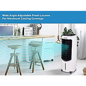 Honeywell 194 CFM Compact Spot Fan & Humidifier, Indoor Portable Evaporative Air Cooler, (White)
