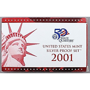 2001 S U.S. Mint 10-coin Silver Proof Set - OGP box & COA Proof