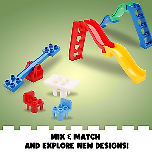 Liberty Imports 24 PCS Big Building Blocks Playground Accessories Set, Early STEM Learning Creative Building Toy Bricks for Toddlers, Kids - Compatible with Duplo