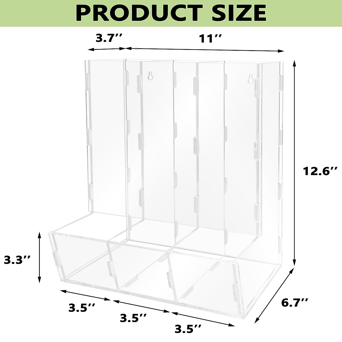 Montex Acrylic Wall Toy Dispenser, Play Room Organization Acrylic Wall Organizer Clear Hanging Organizer for Kid's Playroom, Blocks, Cars, Snacks (Three Compartment)