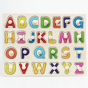 Kids Alphabet Learning Educational Toy ABC Numbers 123 Wooden Prek School Fun (Capital Alphabet 1)