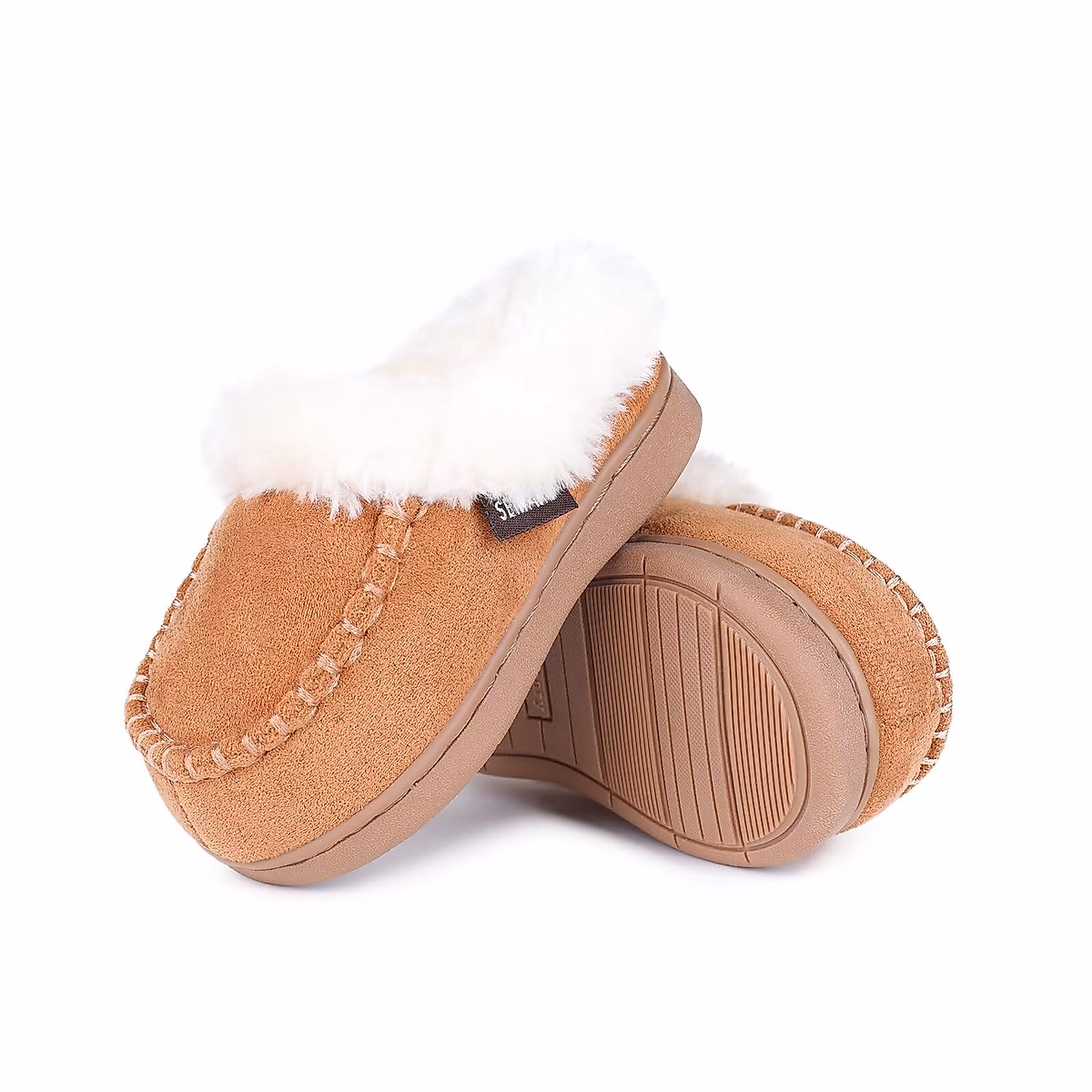 Toddler Kids House Shoes Slippers with Memory Foam Fuzzy and Warm Cozy Comfort Fleece Clog Slip On Sole Protection for Boys Girls Indoor Outdoor U422BBLFX217.SY-Chestnut-28