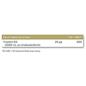 Solgar Vitamin D3 (Cholecalciferol) 25 mcg (1000 IU) - Helps Maintain Healthy Bones & Teeth - Immune System Support - Non-GMO, Gluten Free, Dairy Free, Kosher - Unflavored, 180 Count