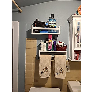 ZGZD White Floating Shelves Wall Shelf for Kitchen Spice Rack or Bathroom Organizer, Set of 2