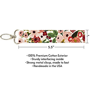Pink Garden Floral Wristlet Keychain for Women | Pretty Floral Accessories | Key Fob | Wrist Key Chain | Gift for Her